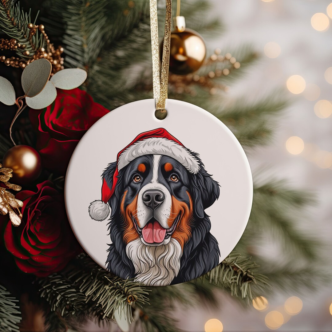 Bernese Mountain Dog Metal Ornament With Paw Print on the Back Side ...