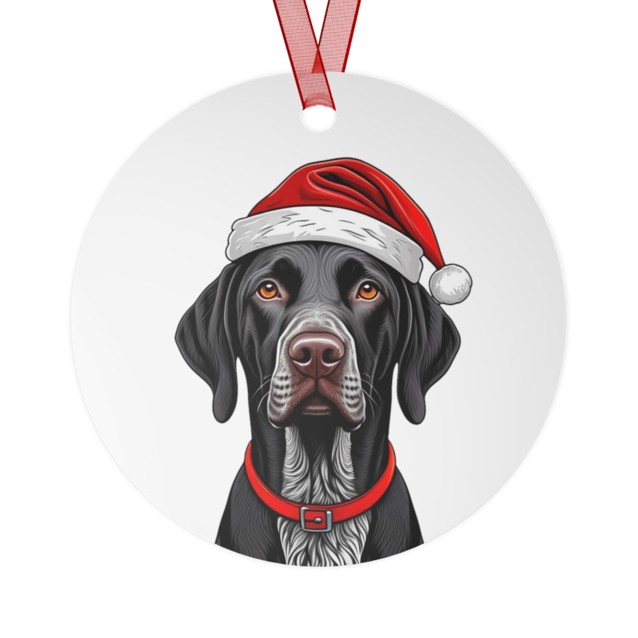 Black German Shorthaired Pointer Metal Ornament With Paw Print on the ...