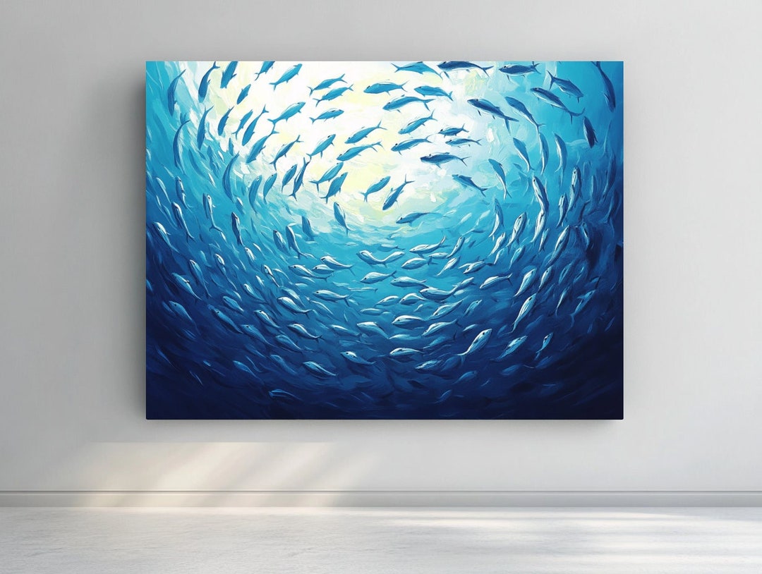 School of Fish Wall Art Hypnosis of the Sea Calming Sea Canvas or Metal ...