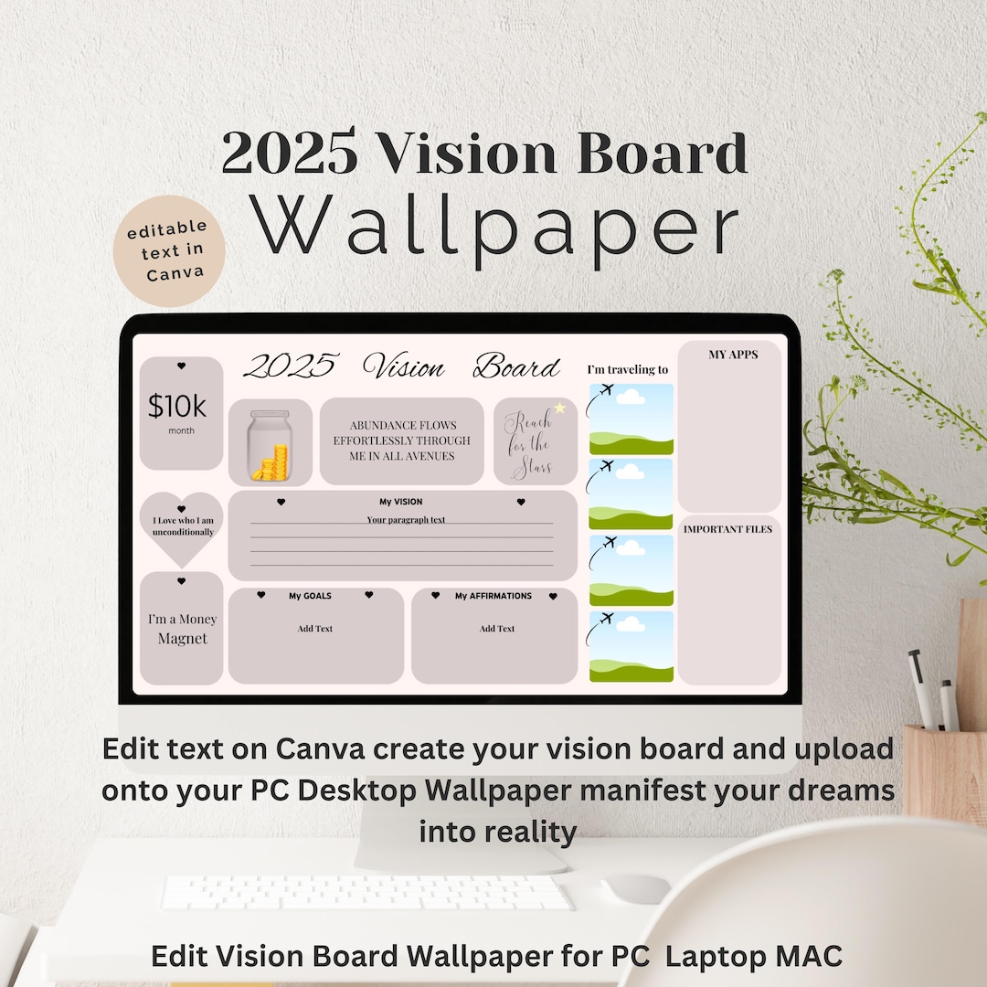 2025 Desktop Vision Board Wallpaper Digital Download Personalize ...