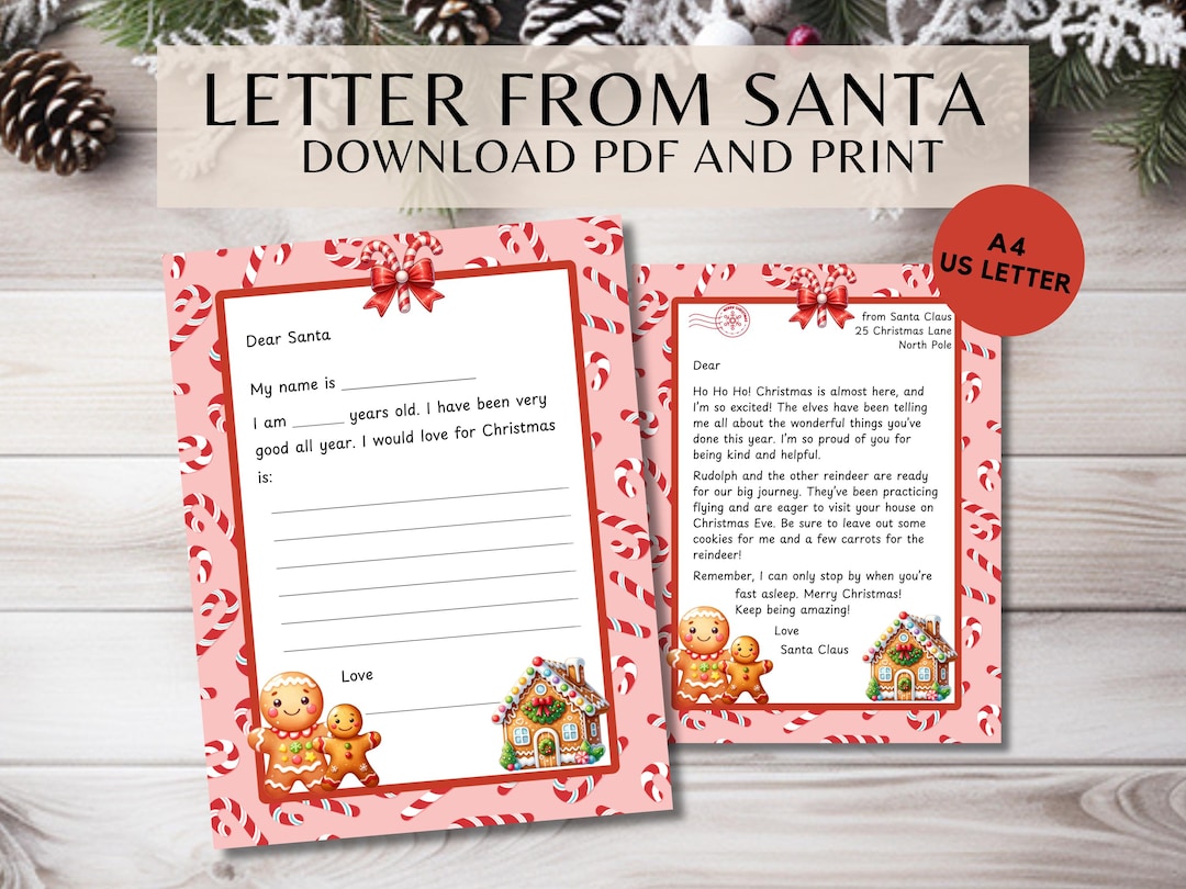 Printable Santa Letter Template Santa Lettering Instant PDF Download ...