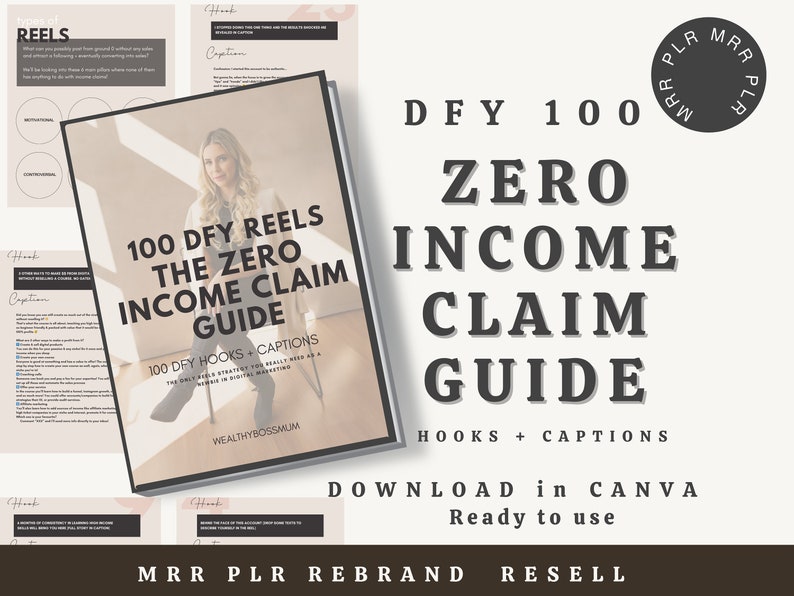 Zero Income Claims Guide DFY 100 Reel Hooks Captions Instant Content ...