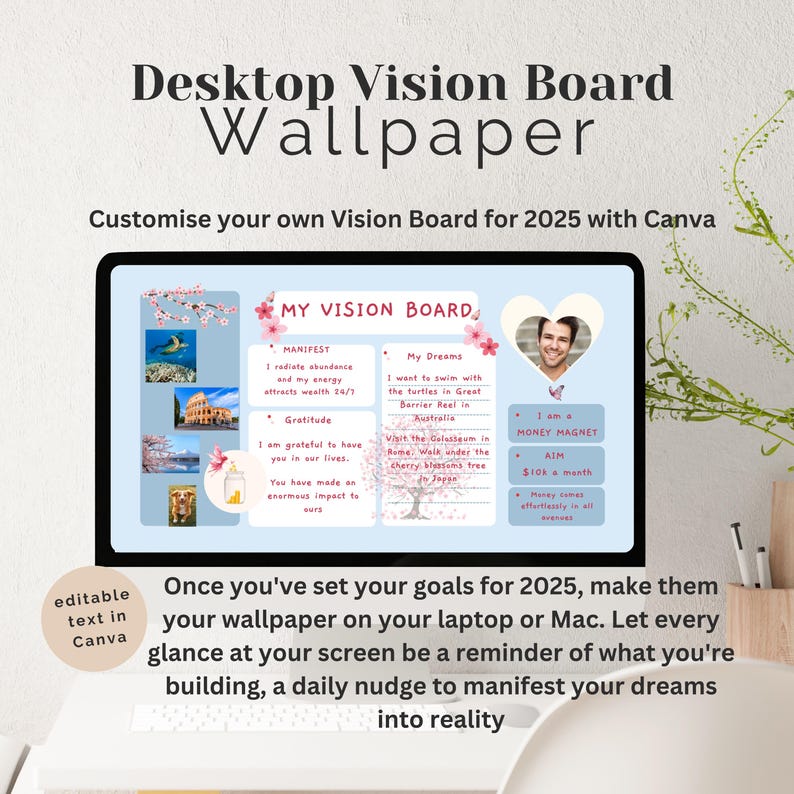 Desktop Vision Board Wallpaper Digital Download Personalize ...