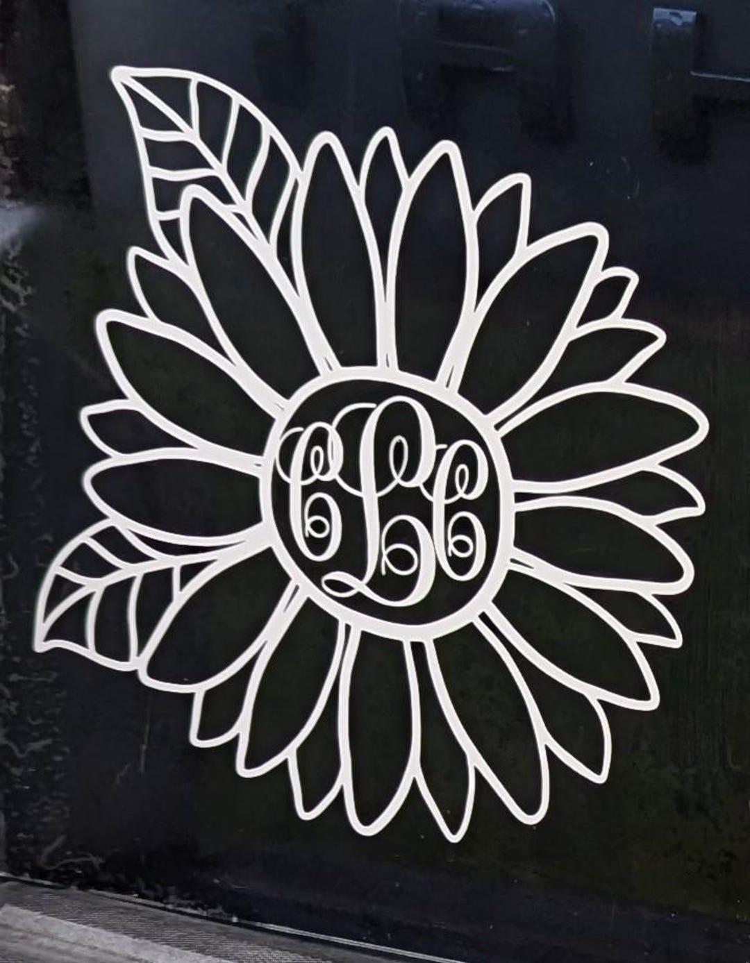 Flower With Monogram Vinyl Car Decal - Etsy