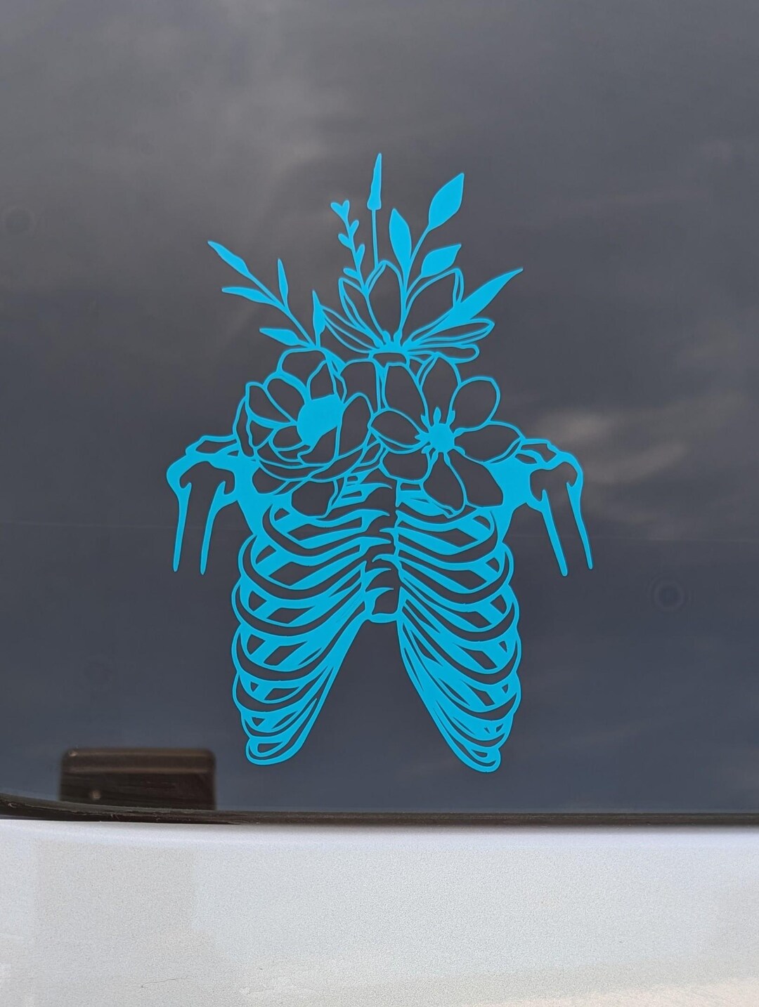 Floral Skeleton Rib Cage Vinyl Car Decal - Etsy