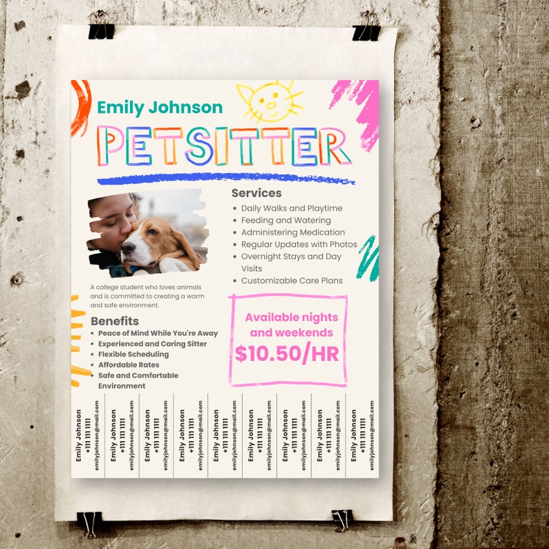 Editable Dog Walking Marketing Flyer, PET SITTER TEMPLATE, Customizable ...