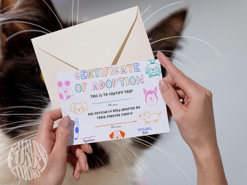 Editable Cat Adoption Certificate, Customizable Canva Template for Kids ...