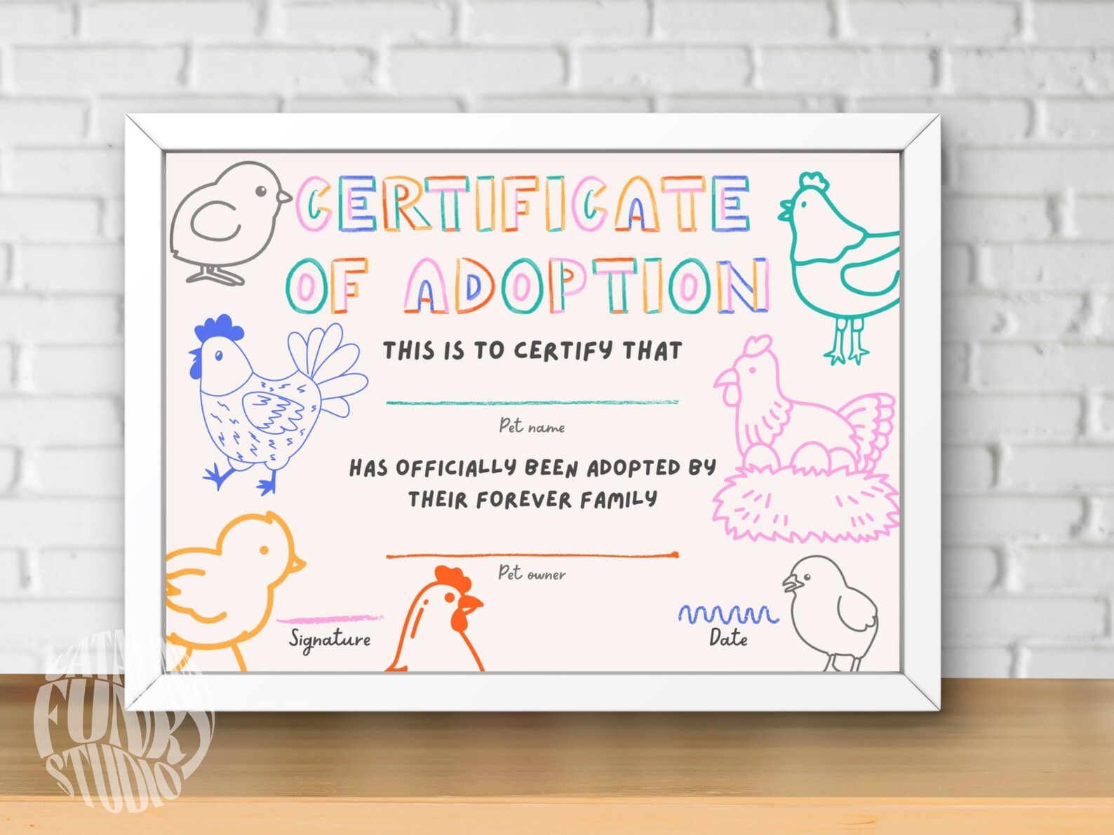 Chicken Adoption Certificate: Editable Farm Animal Gift (canva Template ...