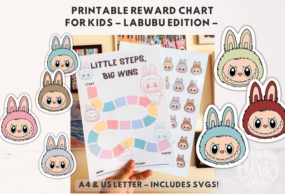 Buy Labubu Printable Reward Chart for Kids Behavior Tracker With SVG ...