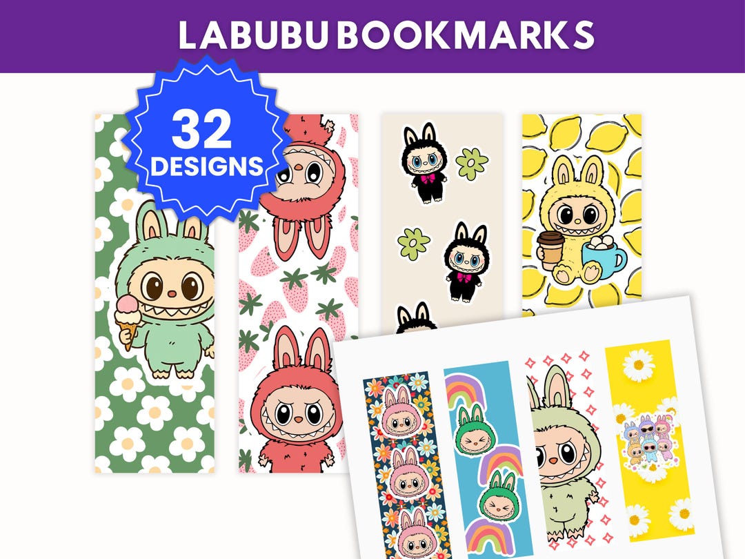 Labubu Printable Bookmarks for Kids Cute Monster Digital Download ...