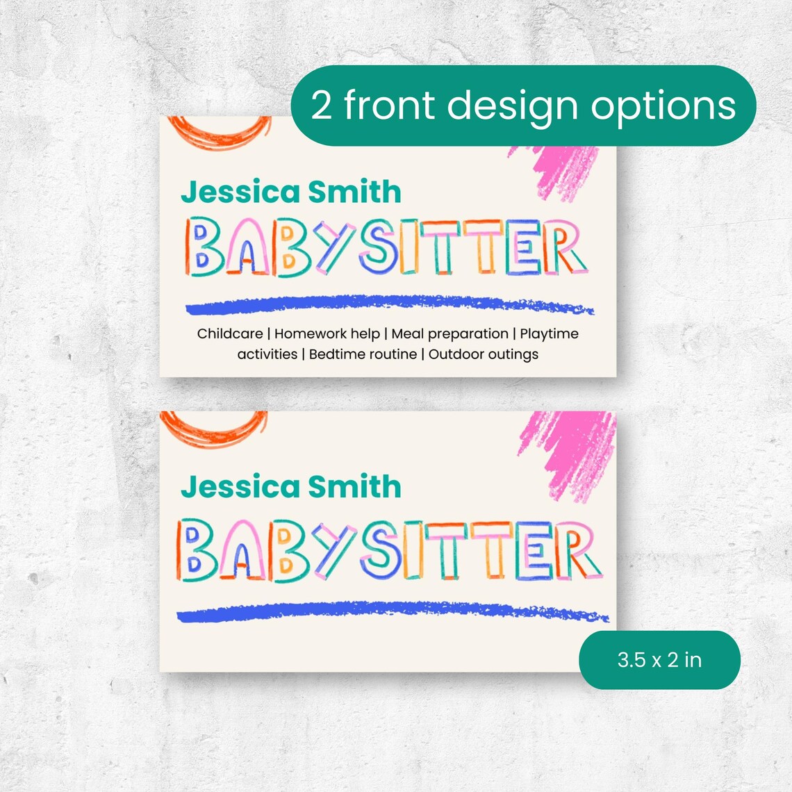 Babysitter Business Card Template | Printable Babysitter Card | Keep in ...