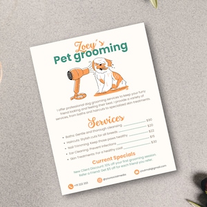 Dog Grooming Template Flyer With Prices - Pet Care, Dog Grooming ...