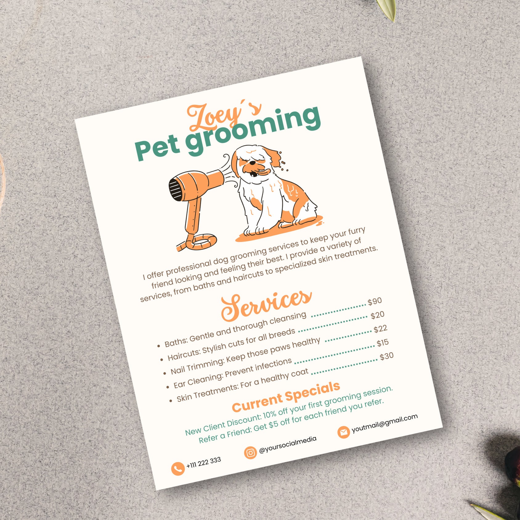 Dog Grooming Template Flyer With Prices Pet Care, Dog Grooming ...