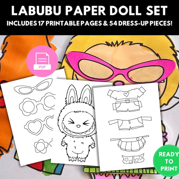 Labubu Paper Doll - Etsy