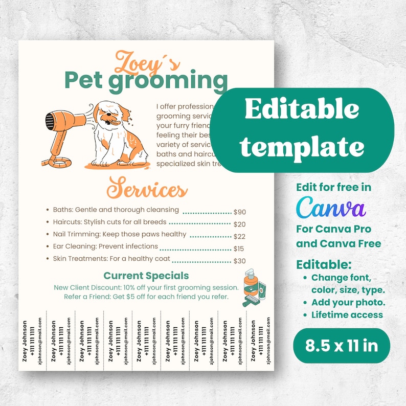 Dog Grooming Template Flyer With Prices - Pet Care, Dog Grooming ...