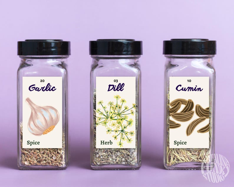 56 Printable Spice Jar Labels | PDF Download | Kitchen Organization ...