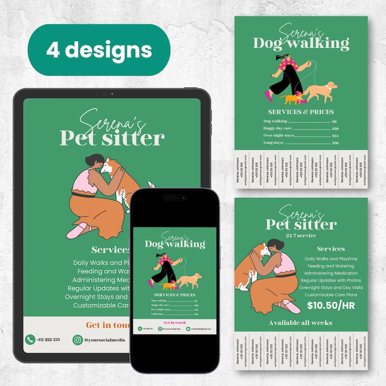 Printable Business Brochure Dog Walking Brochure Doggy Daycare Pet ...