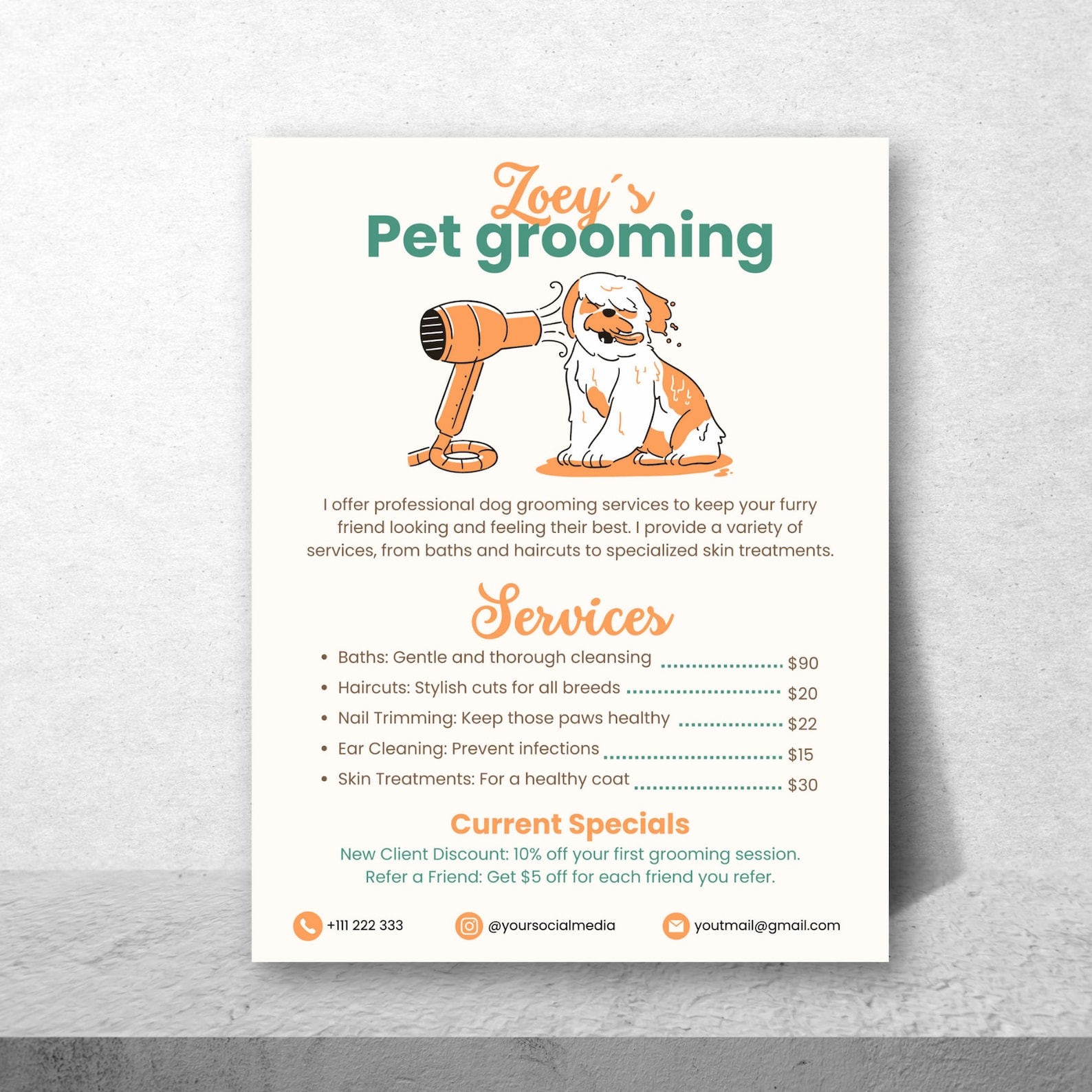 Dog Grooming Template Flyer With Prices - Pet Care, Dog Grooming ...