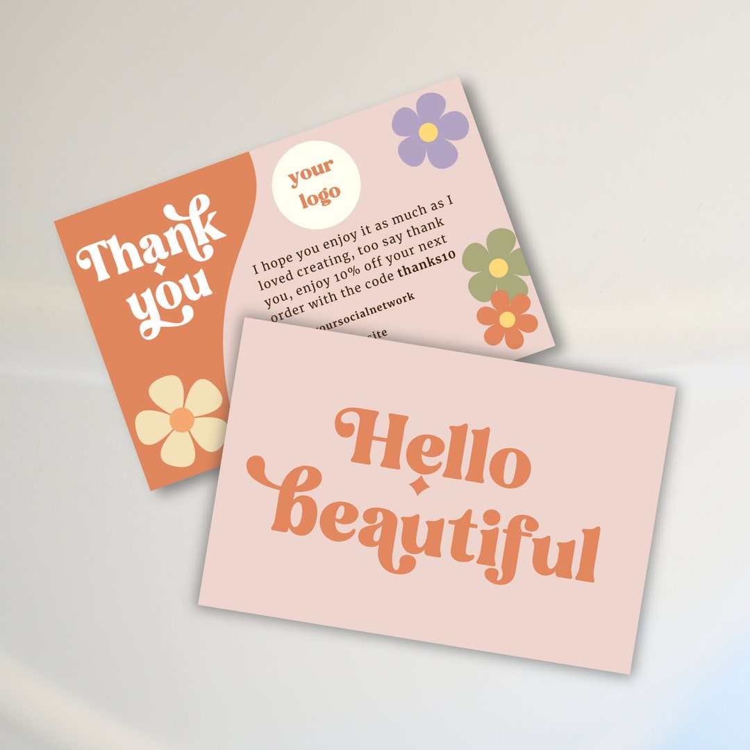Thank You Card Template for Small Biz Orders | Groovy 70s Printable ...