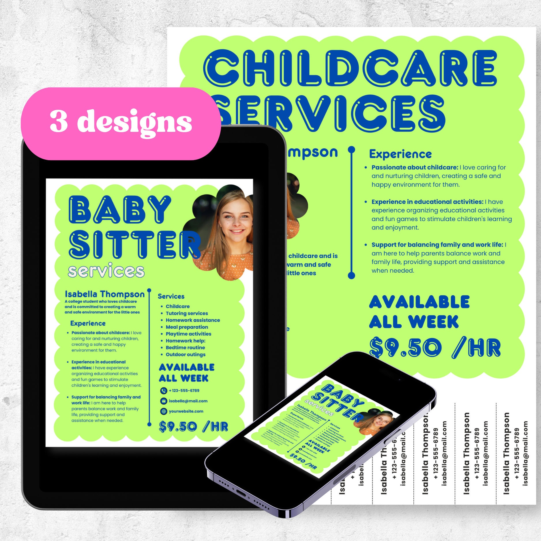 Editable Babysitter Flyer, Printable Babysitter Brochure, Babysitter ...