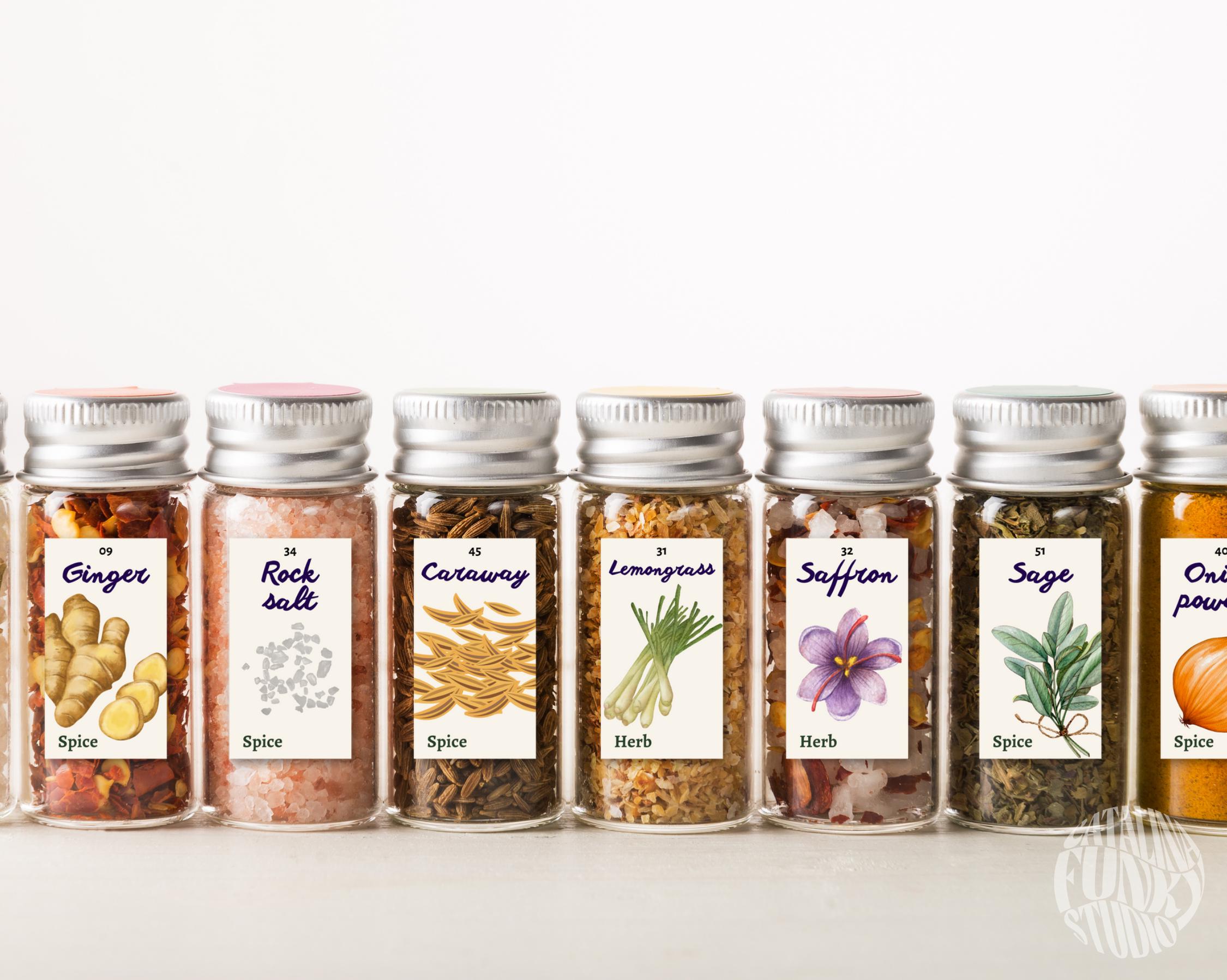 56 Printable Spice Jar Labels | PDF Download | Kitchen Organization ...