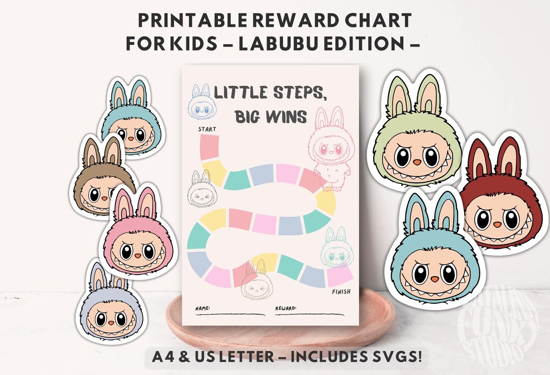 Labubu Printable Reward Chart for Kids Behavior Tracker With SVG ...