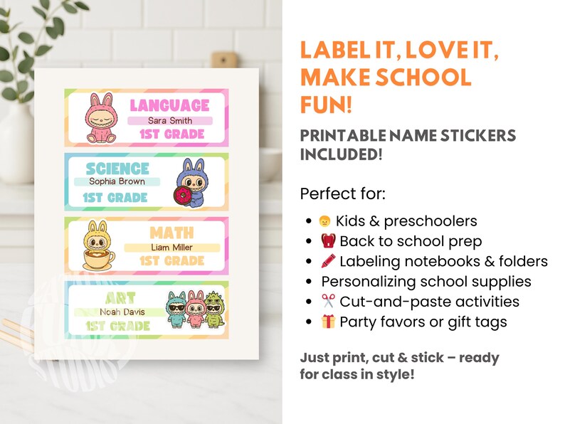 Labubu Name Labels Printable Set Editable Canva Templateeditable Canva ...