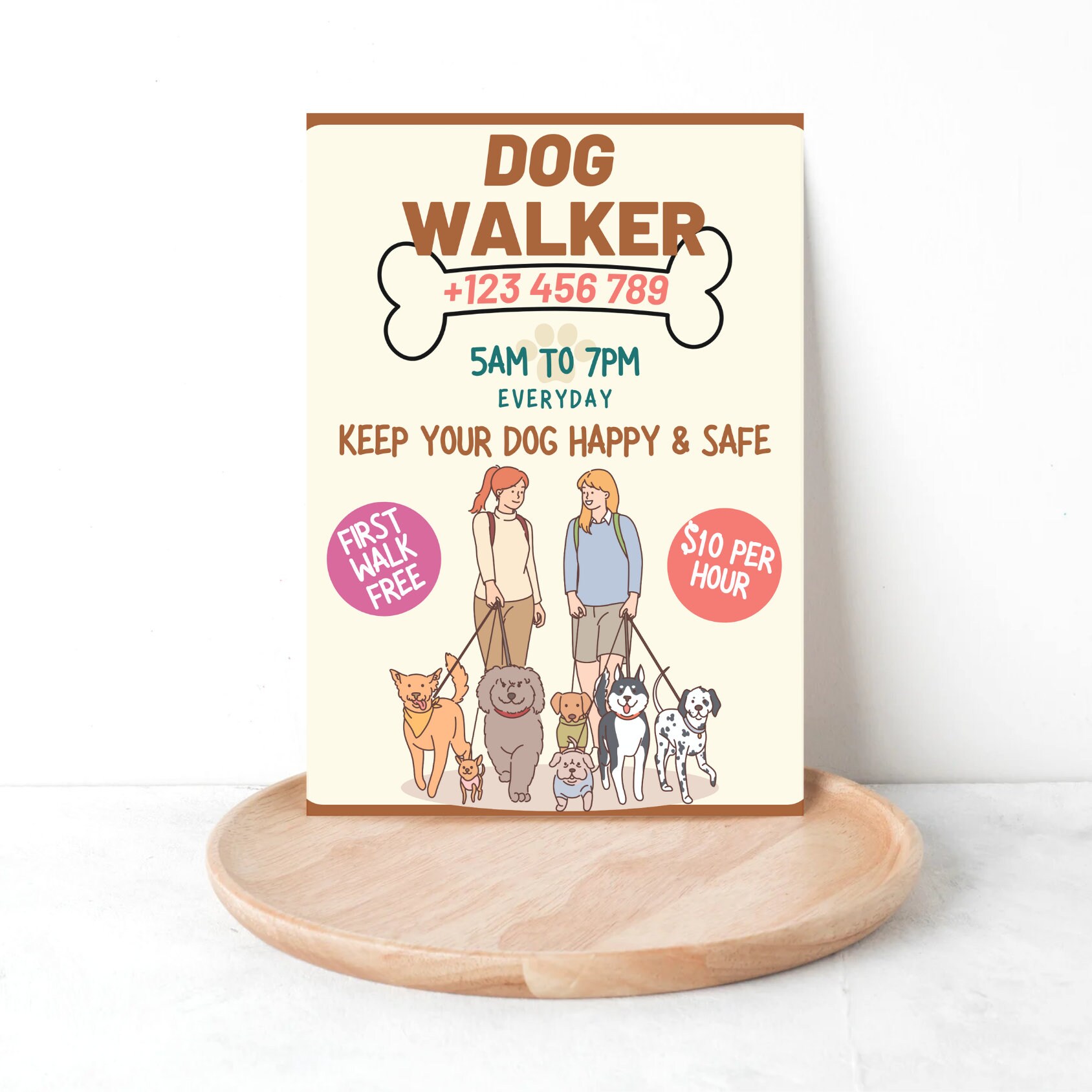 Dog Walker Flyer Template, Pet Care, Dog Walking, Pet Sitting Brochure ...
