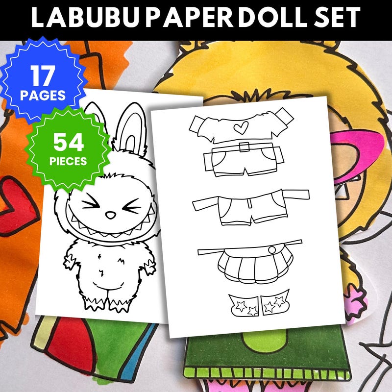Labubu Paper Doll - Etsy