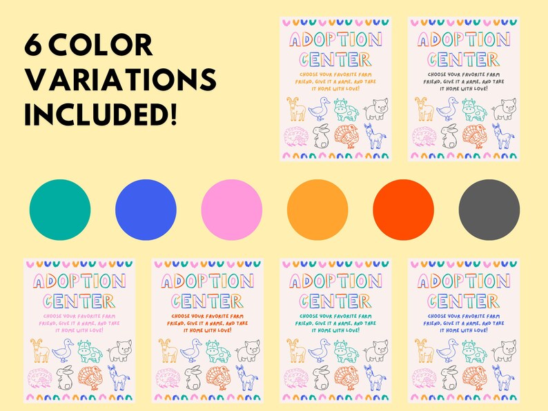 Farm Animal Adoption Sign | Printable Station Poster for Plush Toy Pet ...