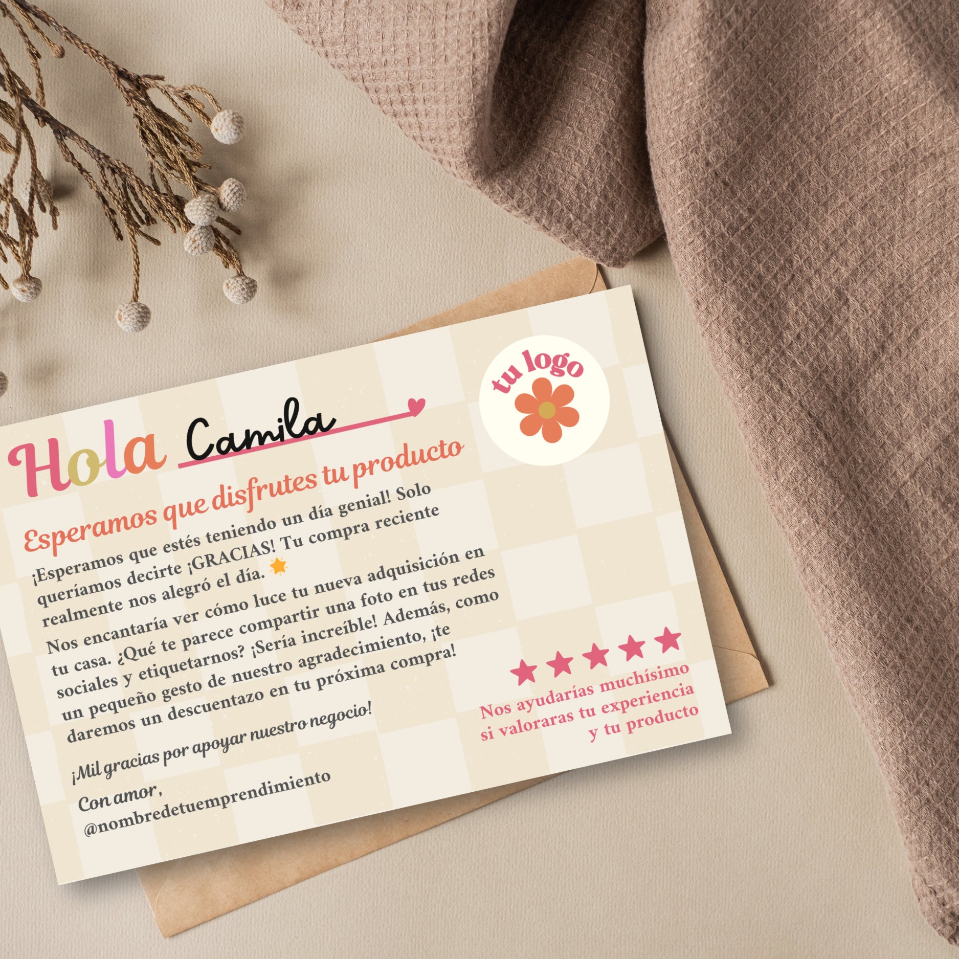 Spanish Thank You Card & Customer Note | Editable Canva Template ...