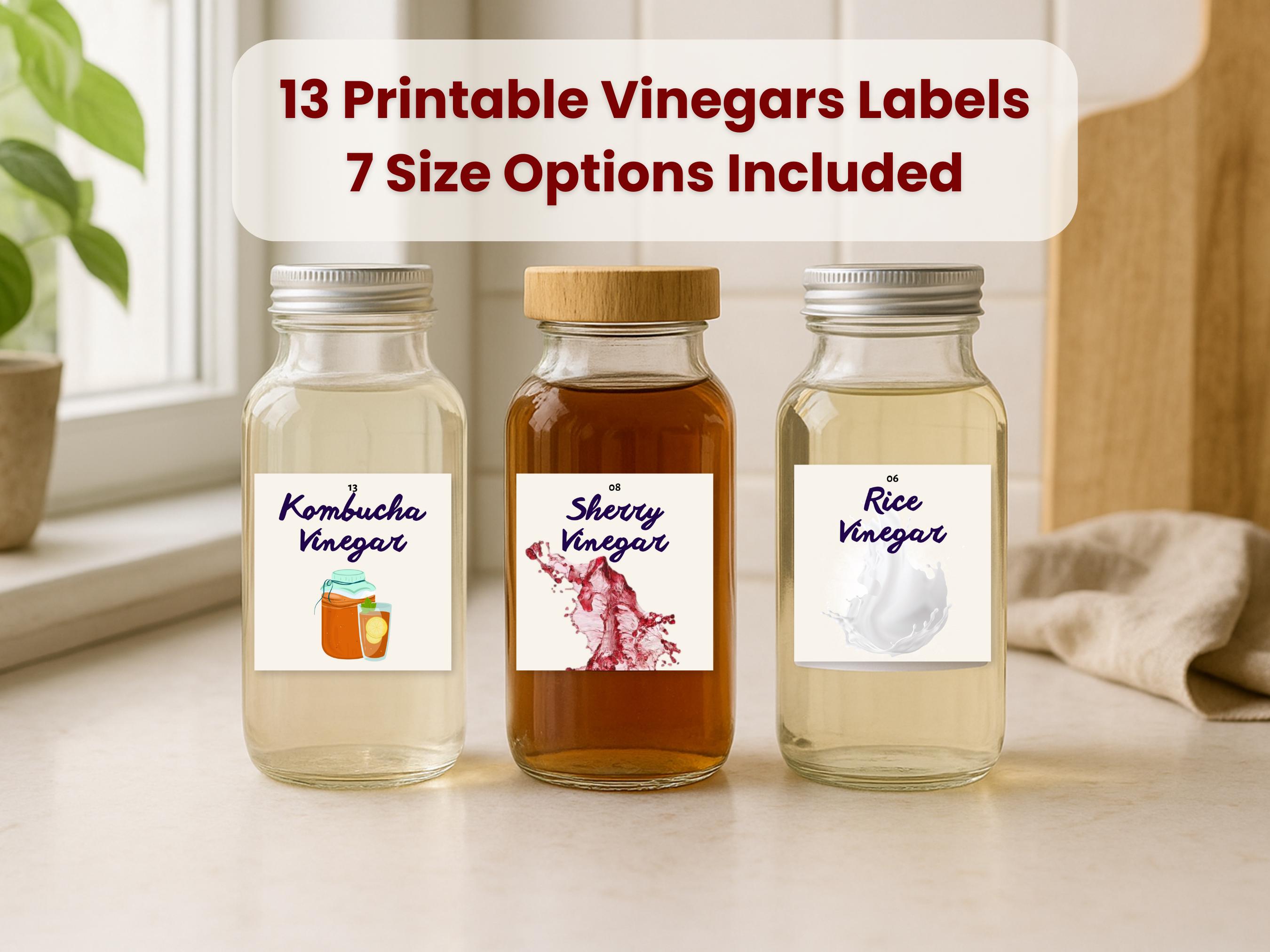 Vinegar Label Set | Printable Square Stickers | PDF + PNG | Apple Cider ...