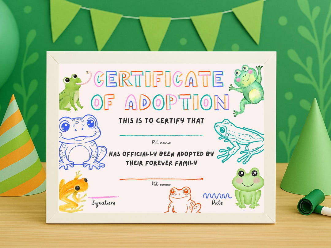 Frog Adoption Certificate | Printable Birthday Tag for Amigurumi ...