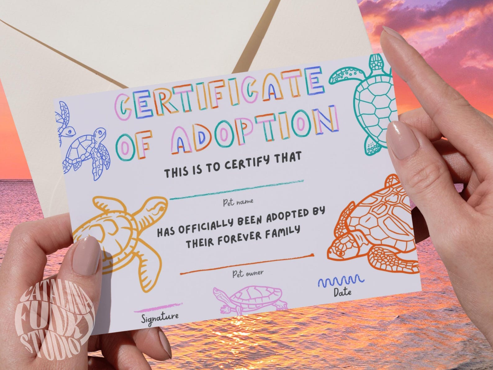 Turtle Adoption Certificate | Turtle Gift & Wall Art | Turtle Birthday ...