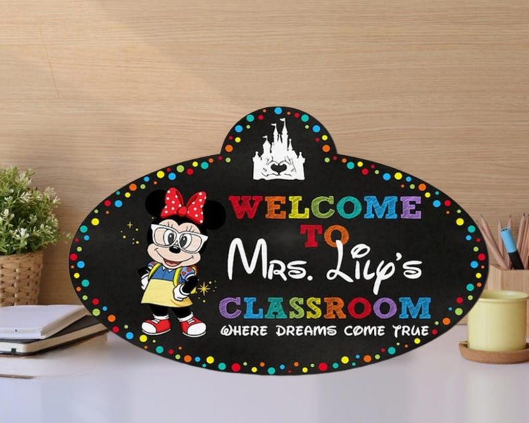 Personalized Welcome Classroom Door Sign, Disney Teacher Sign, Teacher ...