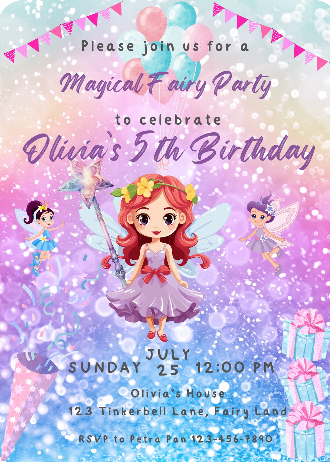 Fairy Invitation Printable and Downloadable Fairy Birthday Party ...