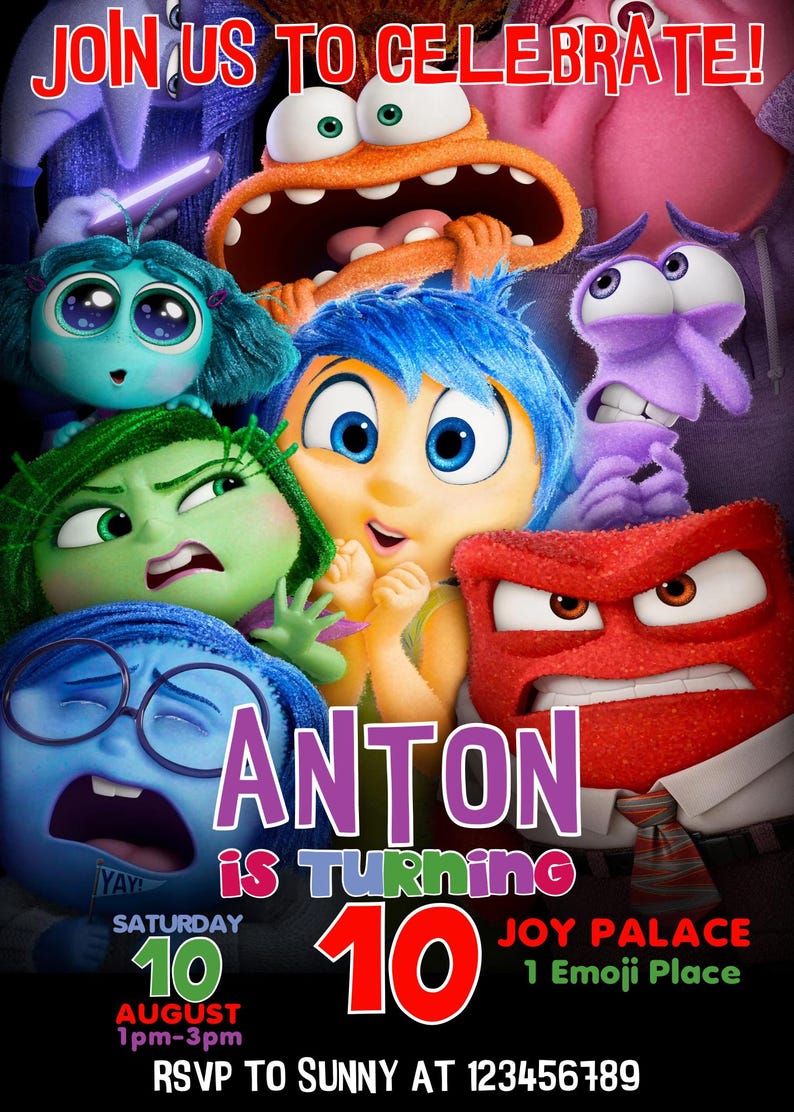 Inside Out 2 Invitation Printable and Downloadable Inside Out 2 ...