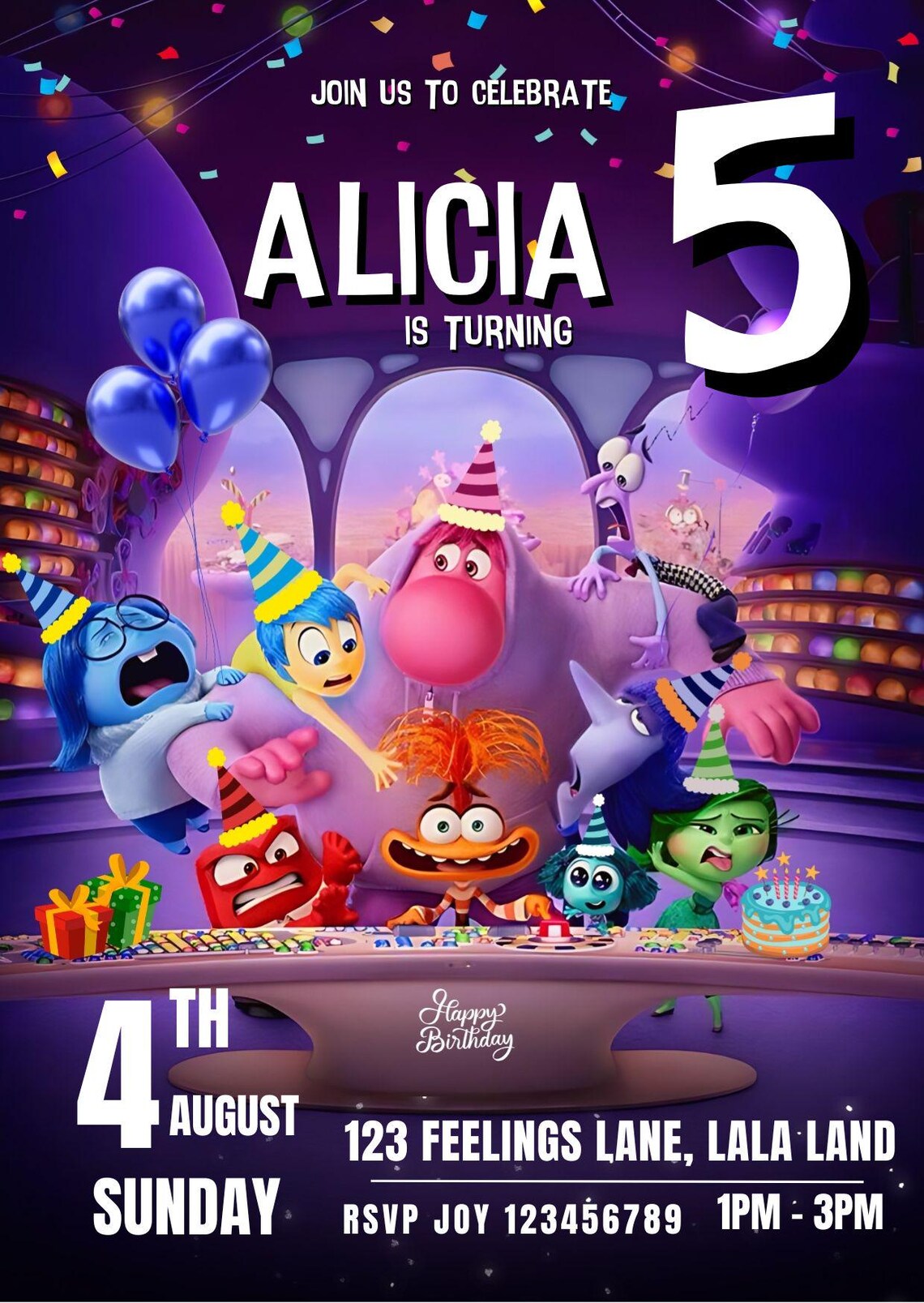 Invitación Inside Out 2 Imprimible y descargable Invitación fiesta de ...