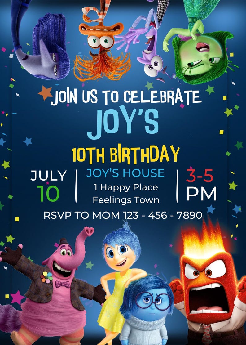Inside Out Birthday Invitation Downloadable Printable - Etsy