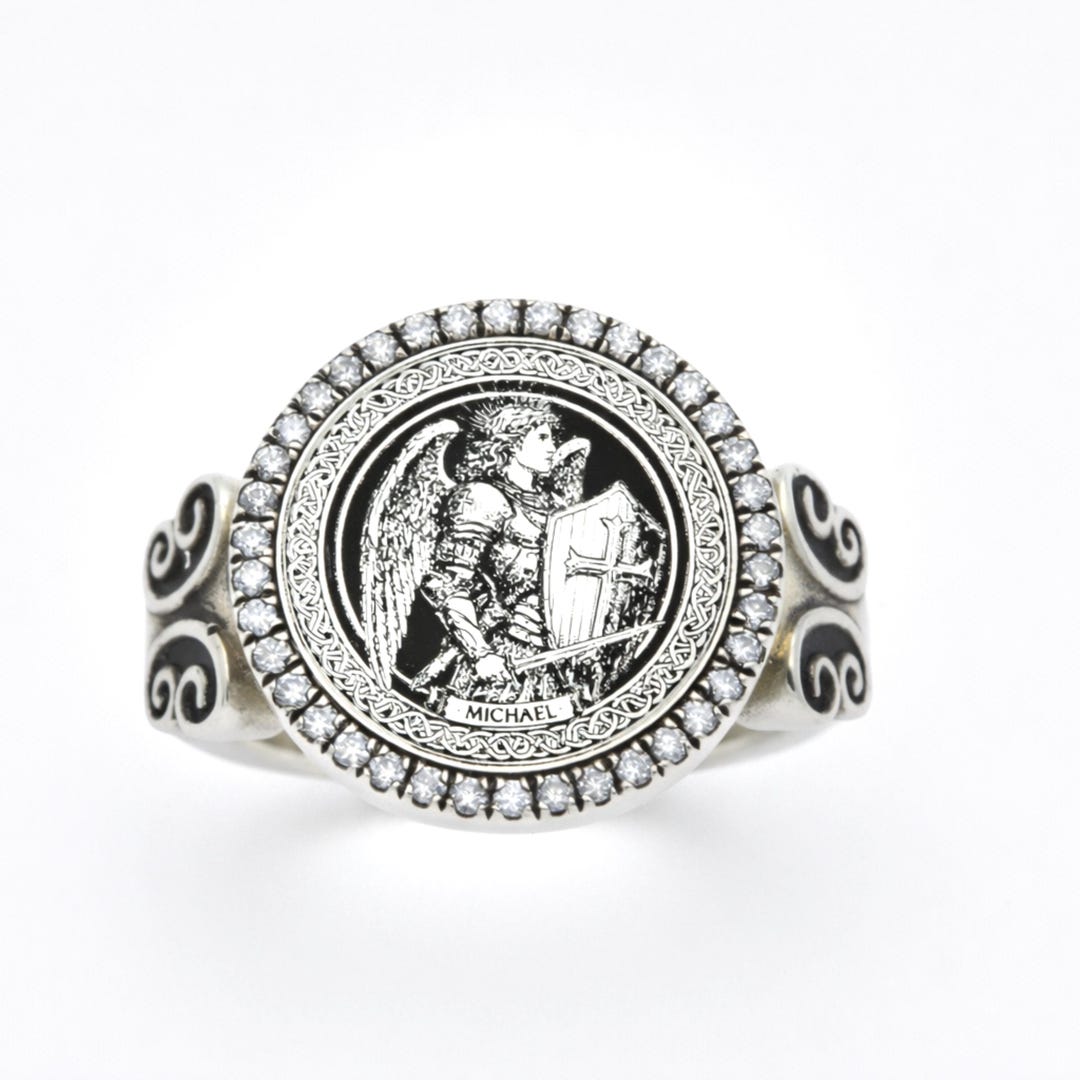Archangel Michael Protection Ring in Oxidized 925 Silver – Warrior ...
