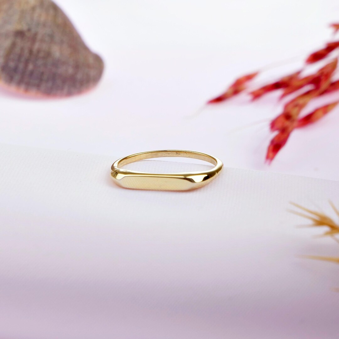 Sterling Silver Rectangle Signet Ring, Slim Minimalist Pinky Ring for ...