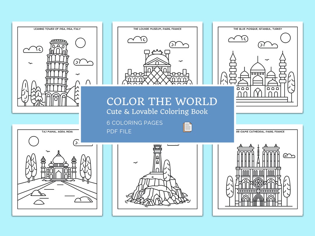 Coloring Book, Famous Landmarks Coloring Book, Travel Coloring Book ...