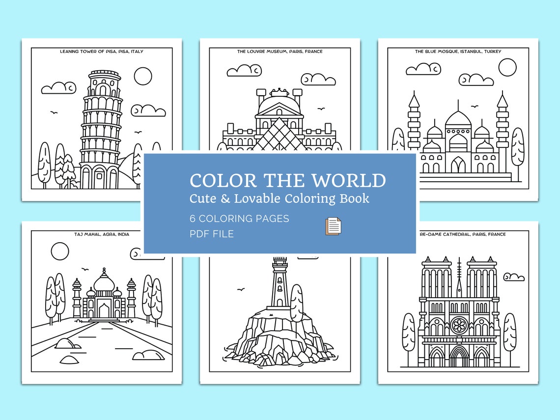 Coloring Book, Famous Landmarks Coloring Book, Travel Coloring Book ...