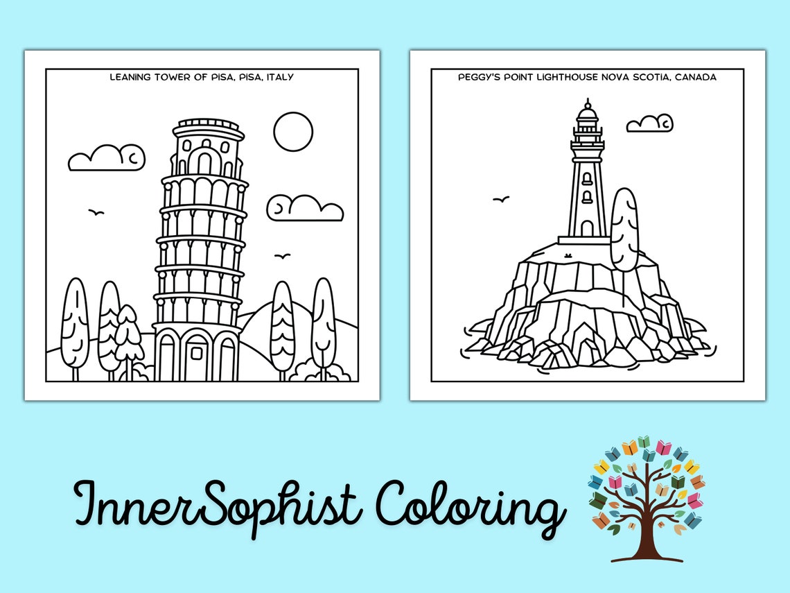 Coloring Book, Famous Landmarks Coloring Book, Travel Coloring Book ...