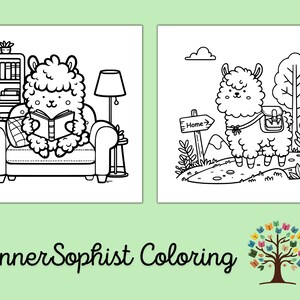 Llama Adventures Coloring Pages Bundle Printable Cute Llama Coloring ...