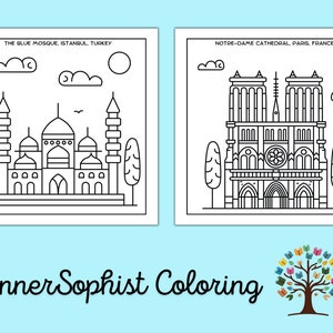 Coloring Book, Famous Landmarks Coloring Book, Travel Coloring Book ...