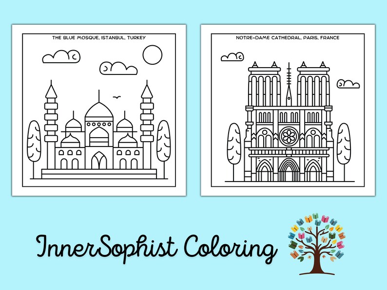 Coloring Book, Famous Landmarks Coloring Book, Travel Coloring Book ...