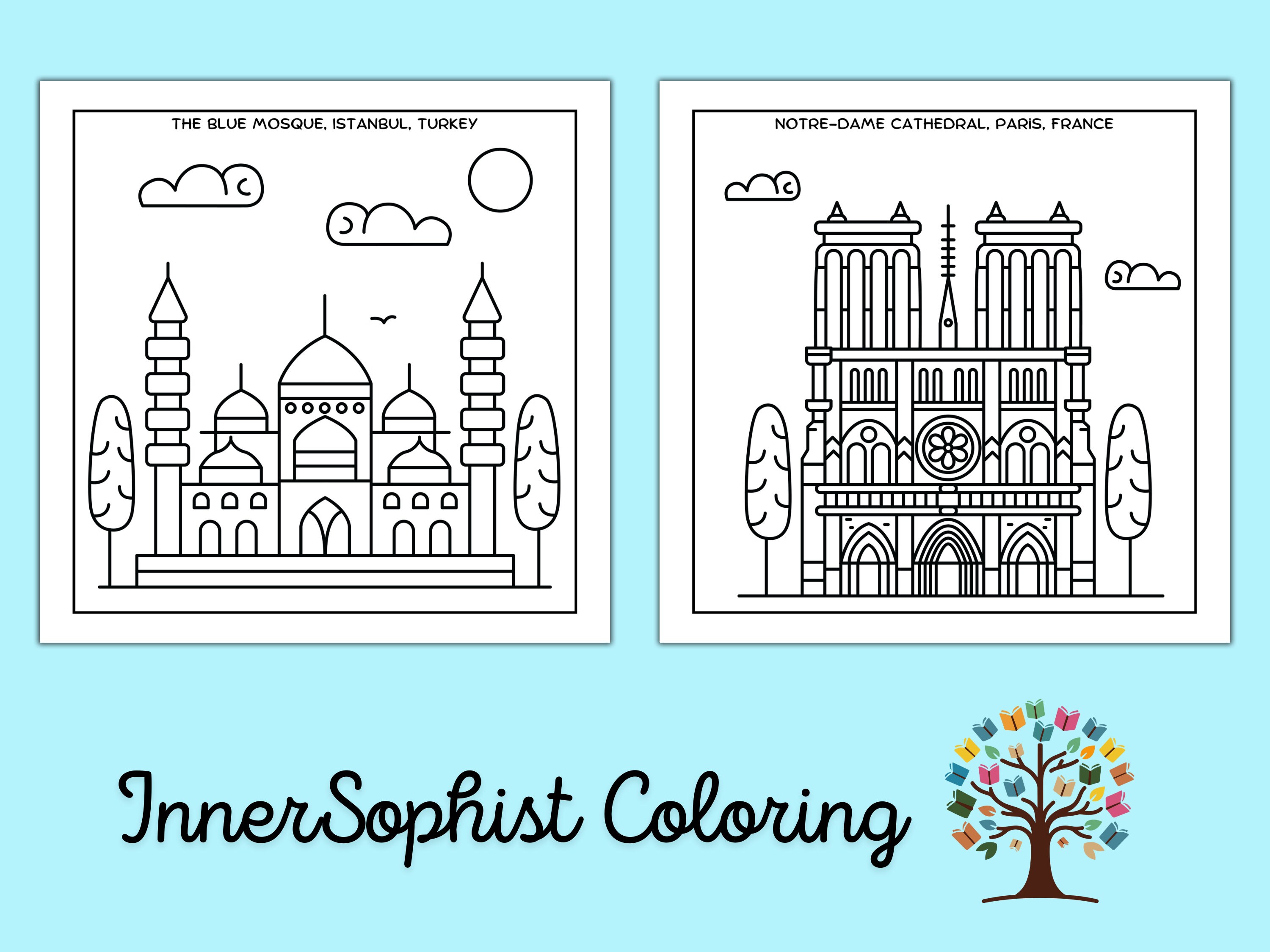 Coloring Book, Famous Landmarks Coloring Book, Travel Coloring Book ...