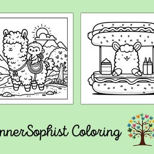 Llama Adventures Coloring Pages Bundle Printable Cute Llama Coloring ...
