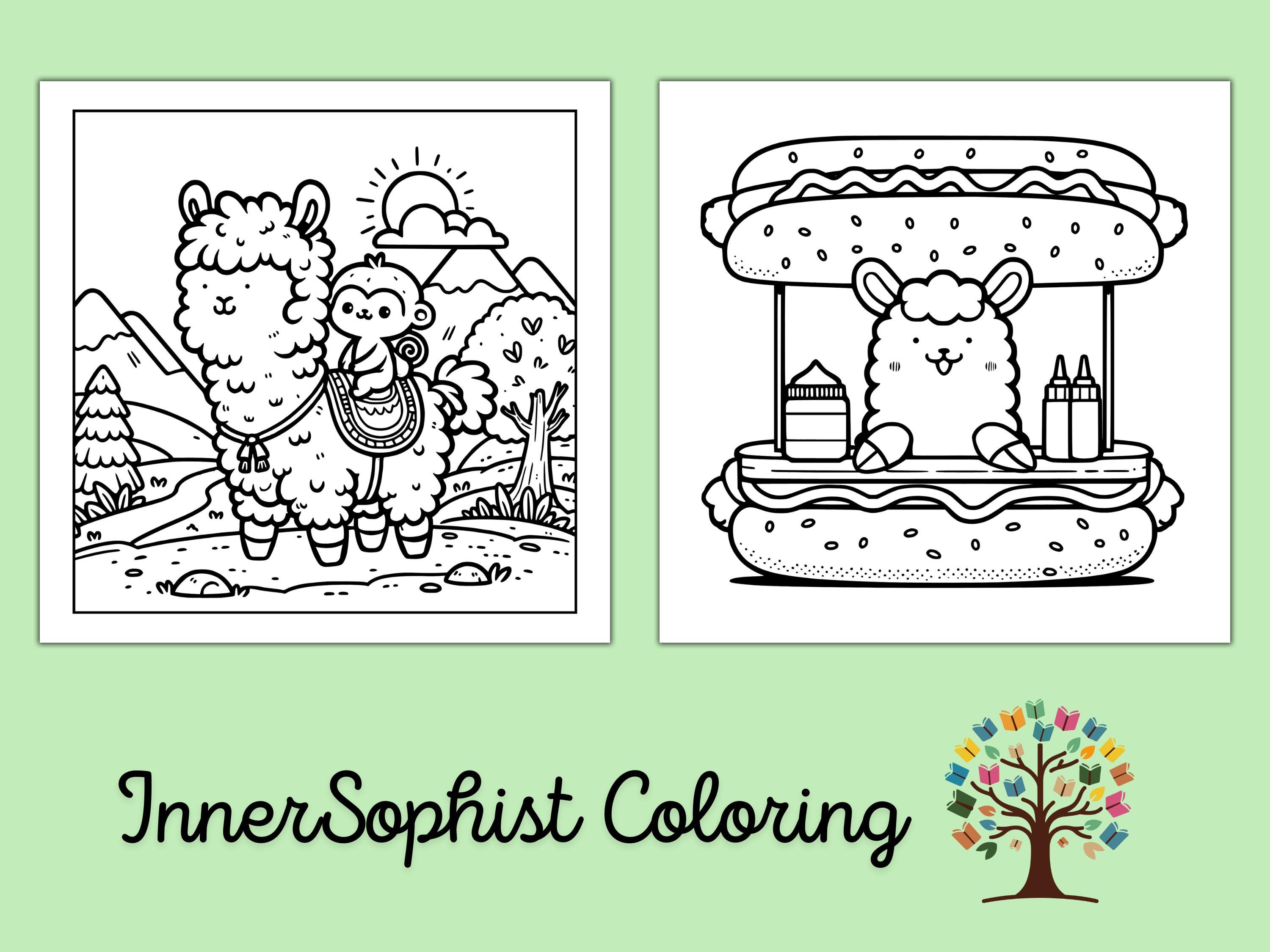 Llama Adventures Coloring Pages Bundle Printable Cute Llama Coloring ...